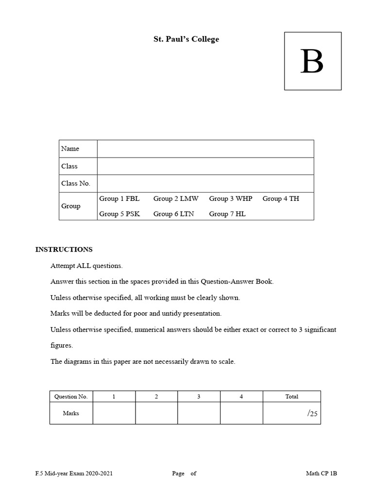 2021 F5 T1 Paper 1 Section BQAB | PDF | Vertex (Graph Theory ...