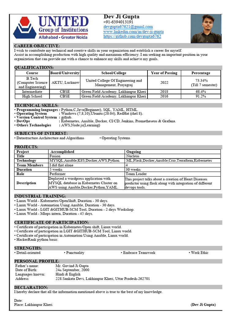 Dev Resume Pdf My Sql Computer Science
