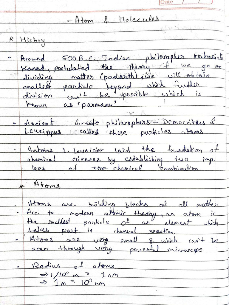 Ch 3- Atoms and Molecules (Notes)_compressed | PDF