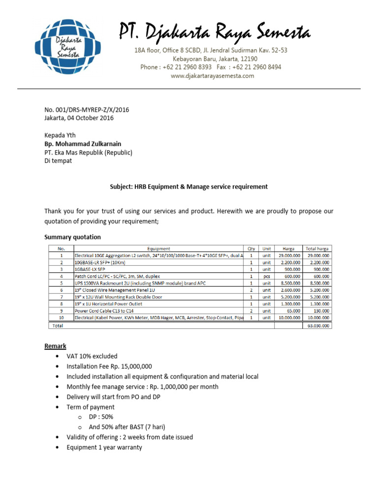 Penawaran harga material switch | PDF