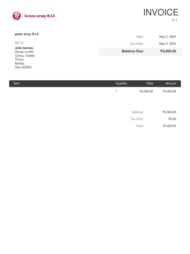 Invoice # 1 | PDF