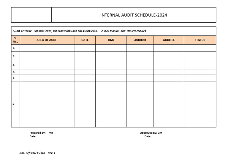 Internal Audit Schedule 2024 | PDF