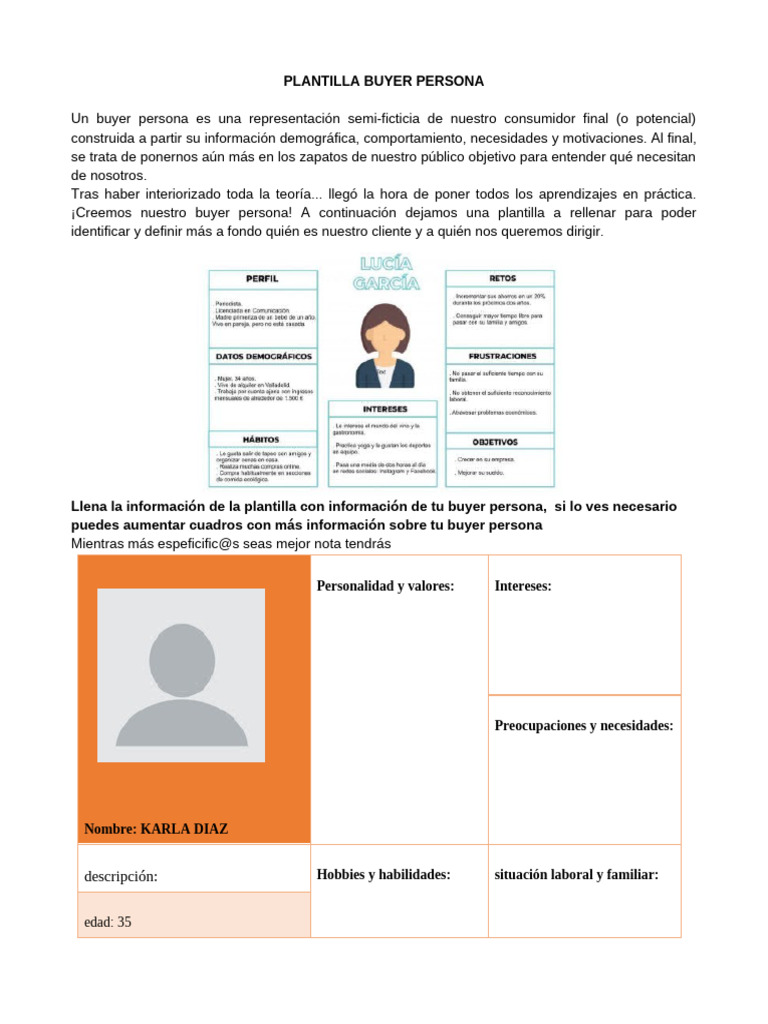 Plantilla para Buyer Persona | PDF