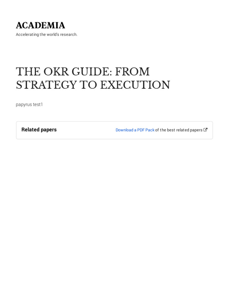 The Okr Guide From Strategy To Execution PDF Free | PDF | Goal | Goal ...