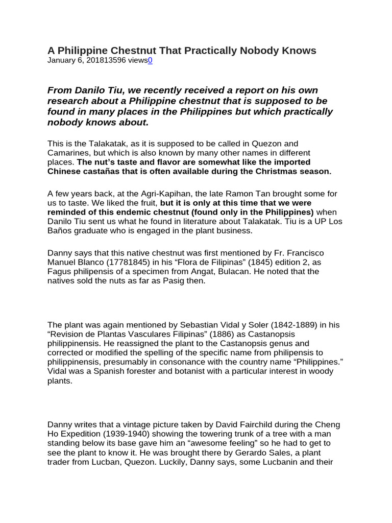 A Philippine Chestnut That Practically Nobody Knows | PDF | Chestnut ...