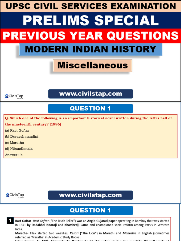 modern indian history miscellaneous | PDF