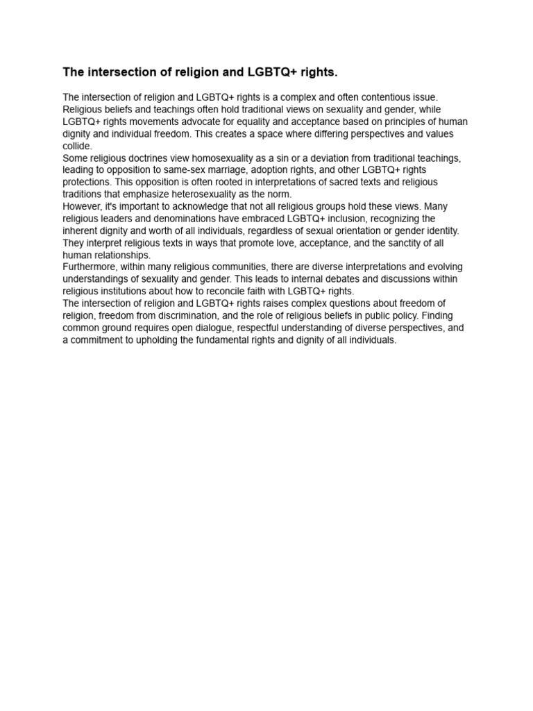 The Intersection of Religion and LGBTQ+ Rights | PDF