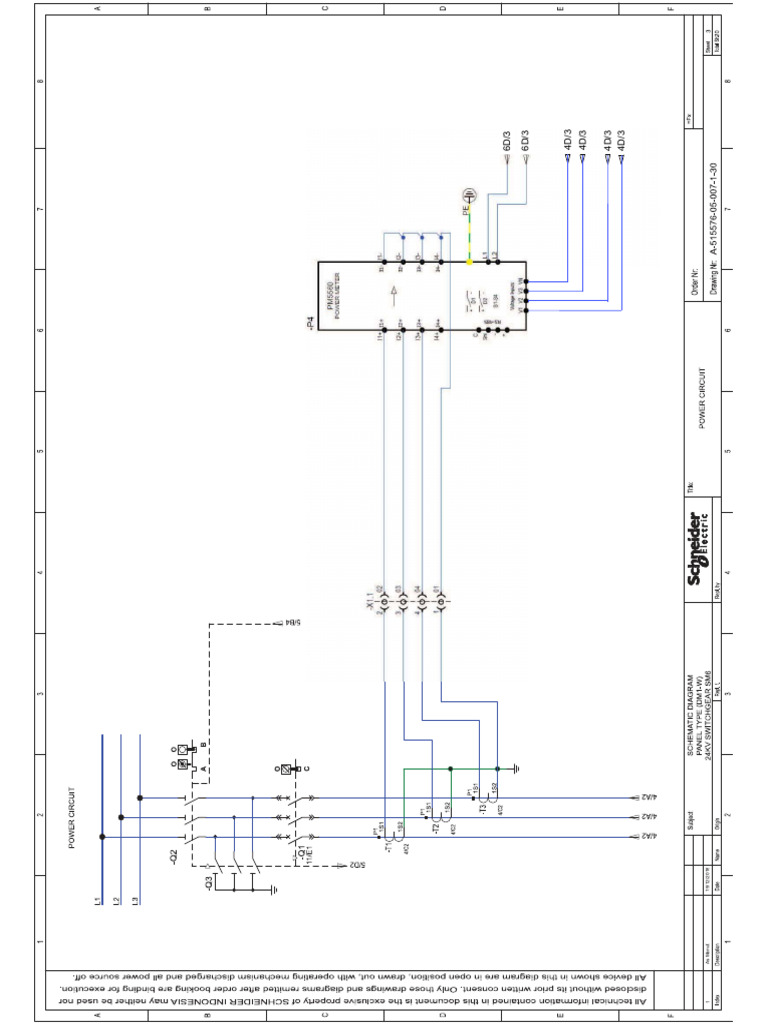 Schneider - Schematic Diagram Panel Type DM1W - 24 KV SWGR SM6 | PDF