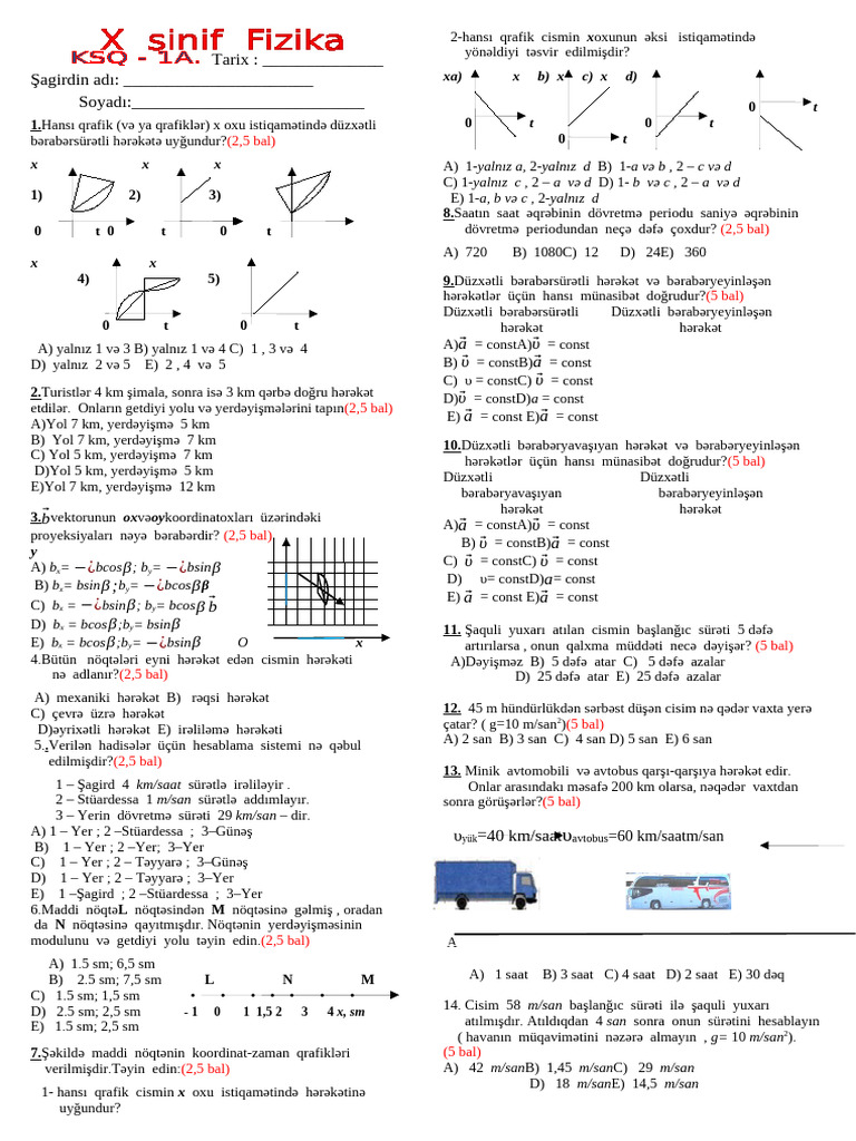 Fizika 10 KSQ-1.A B Bal Sist Seyran Aliyev | PDF