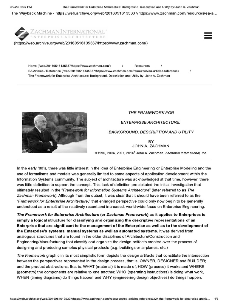 02 The Framework For Enterprise Architecture Zachman Pdf