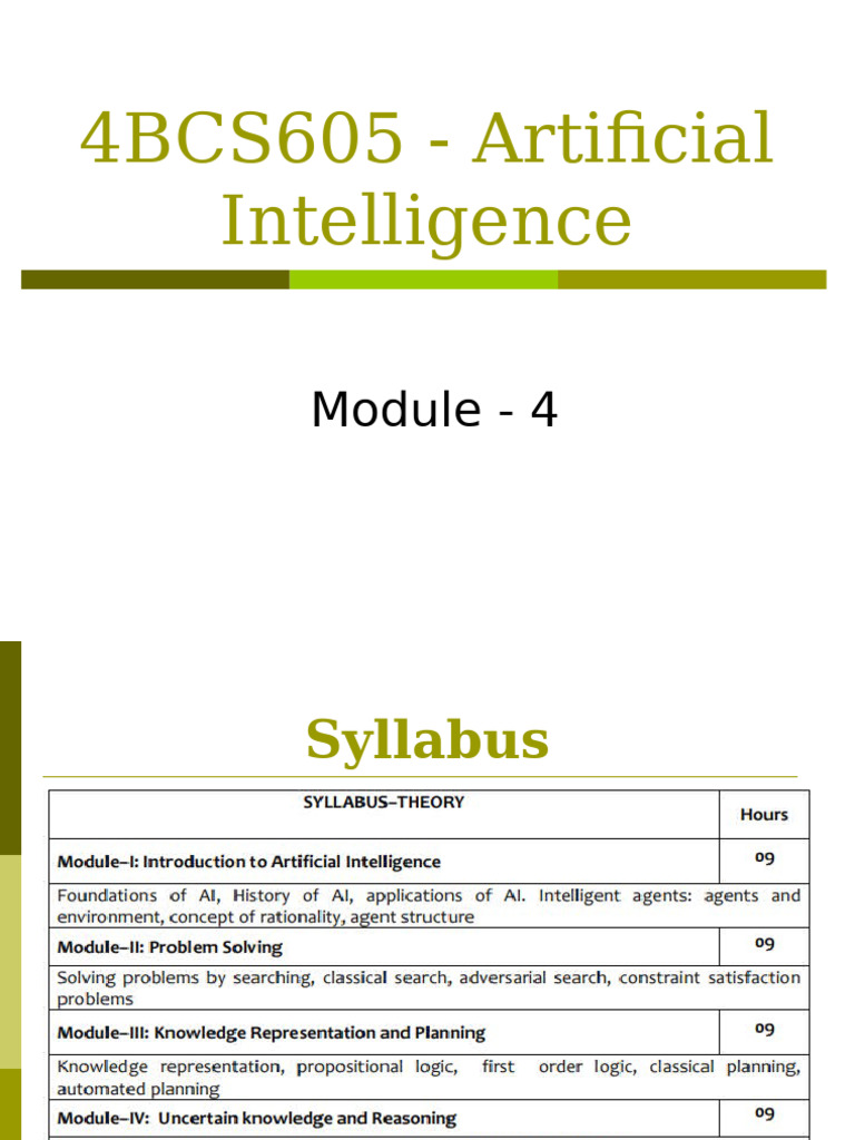 Artificial Intelligence- Module 4 | PDF | Probability | Bayesian Probability