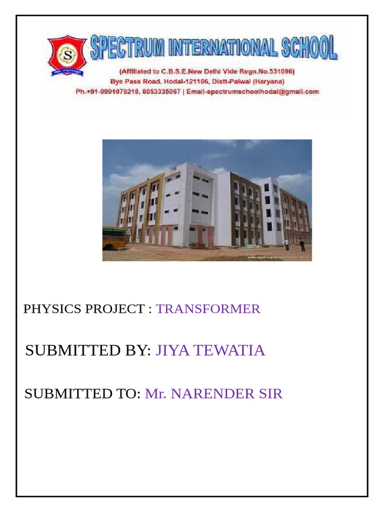 Transformer XII Physics Investigatory Project | PDF | Transformer ...