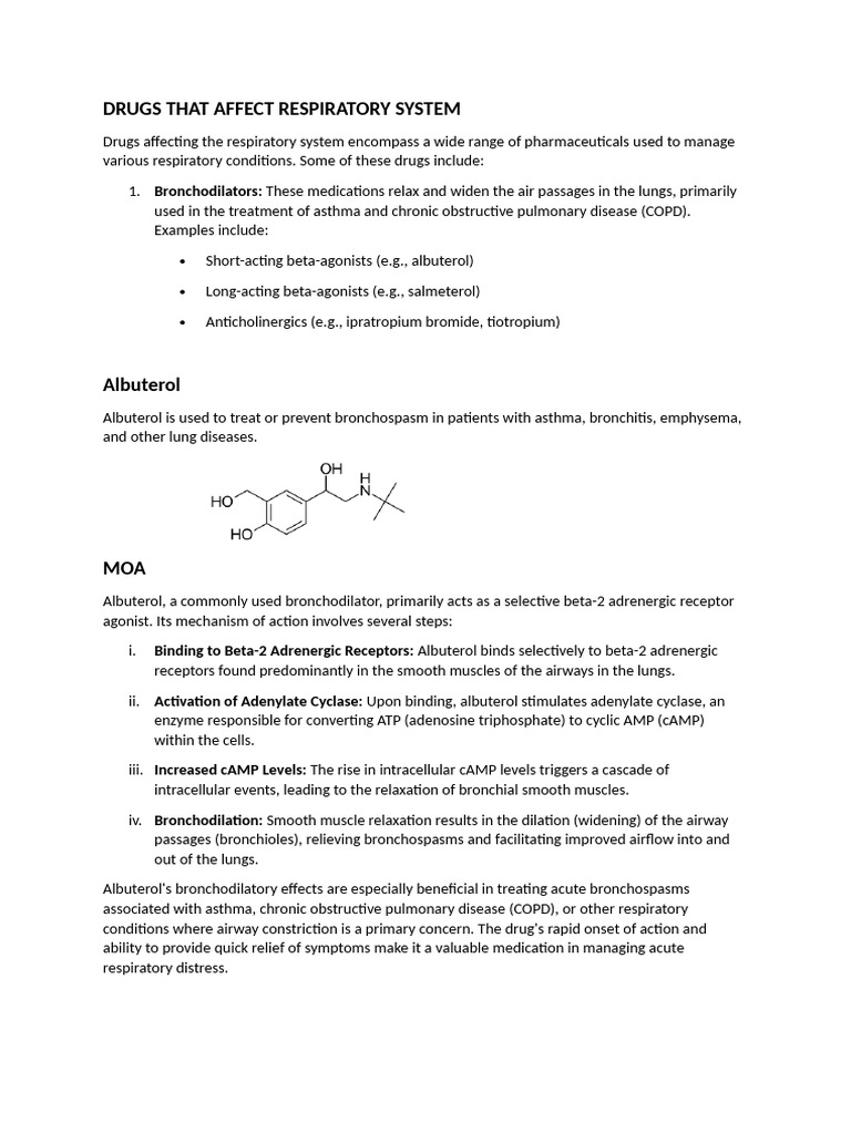 Respiratory System Drugs Overview | PDF | Clinical Medicine
