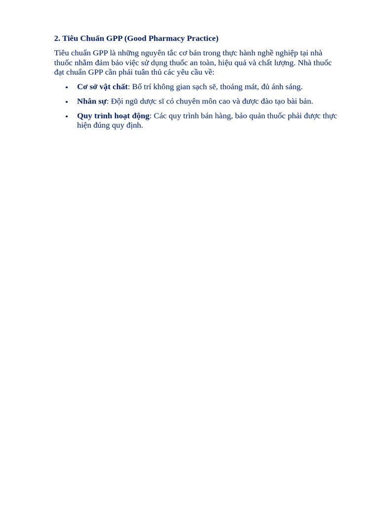2. Tiêu Chuẩn GPP (Good Pharmacy Practice) | PDF