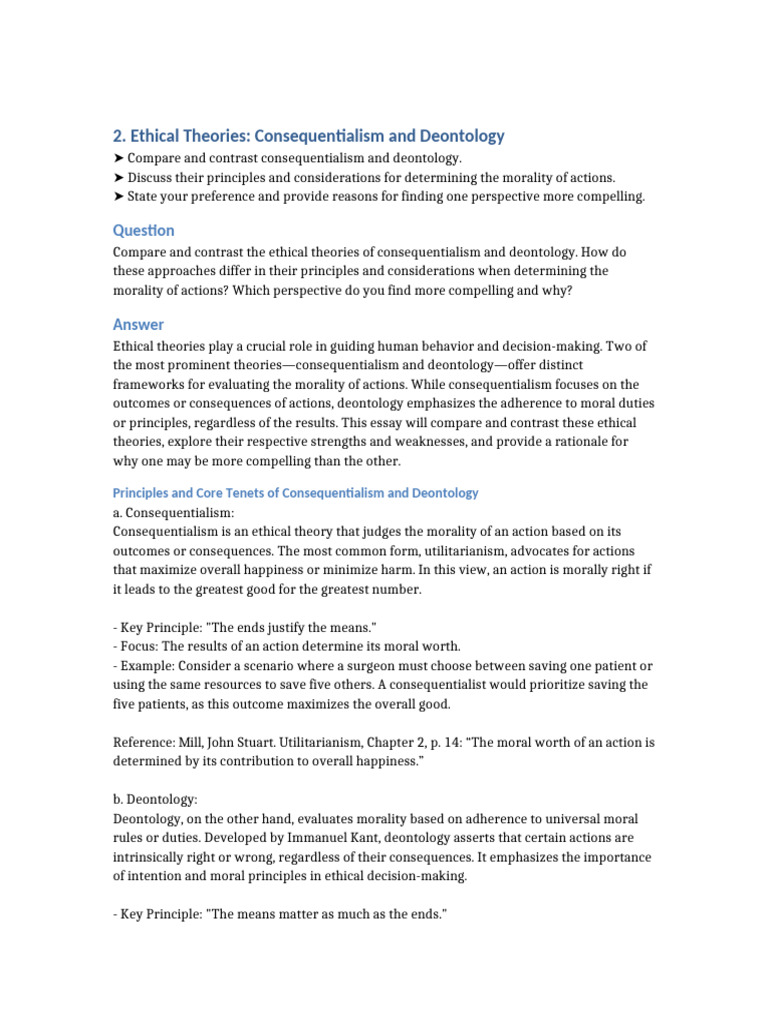 Ethical_Theories_Consequentialism_and_Deontology | PDF | Utilitarianism