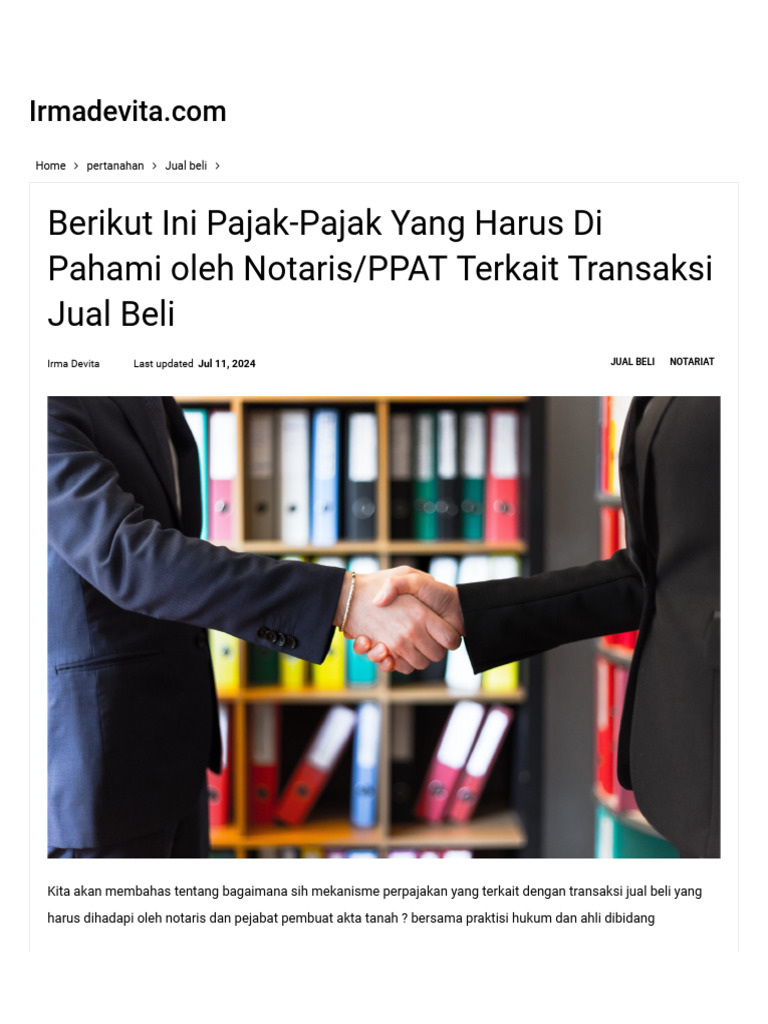 Berikut Ini Pajak-Pajak Yang Harus Di Pahami oleh Notaris_PPAT Terkait Transaksi Jual Beli ...