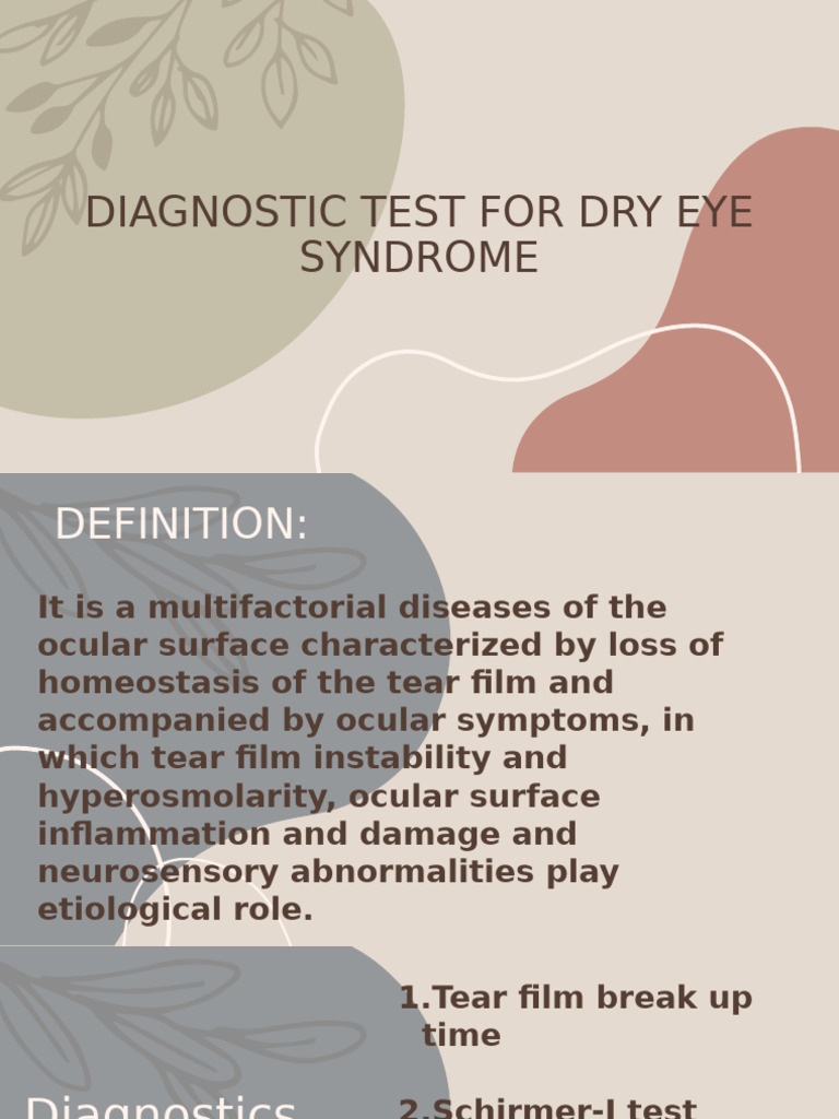 Diagnostic Test For Dry Eye Syndrome | PDF