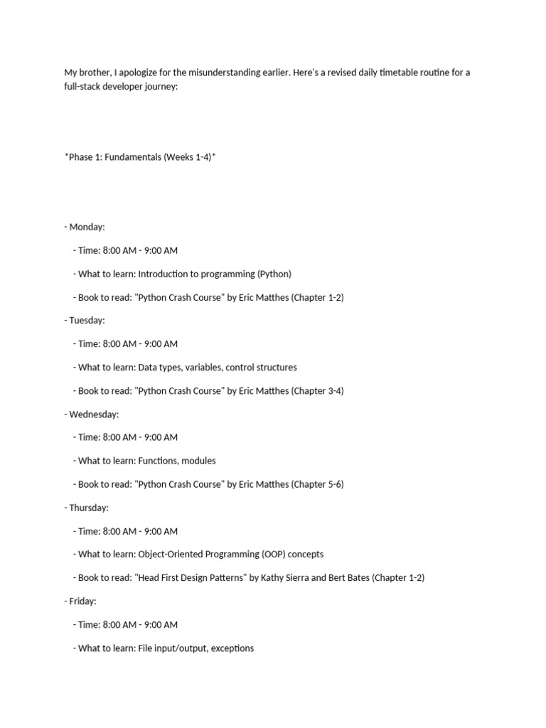My Soft Eng Time Table | PDF | Python (Programming Language) | Software