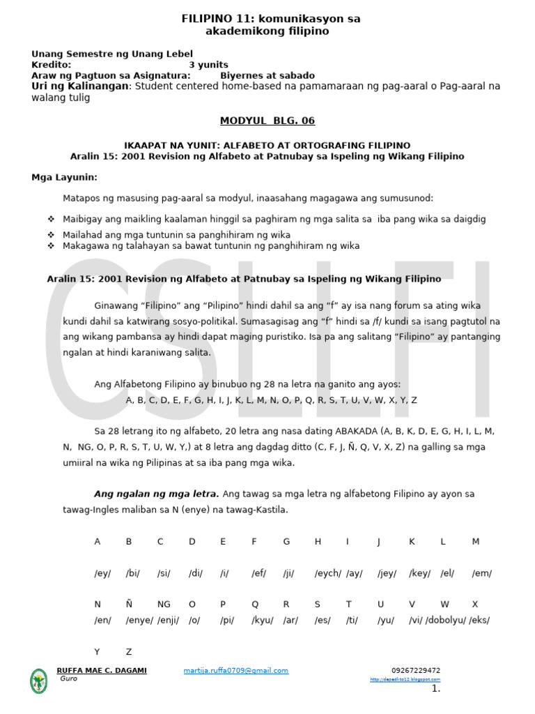 Modyul-6-Filipino-11-Komunikasyon-sa-Akademikong-Filipino | PDF