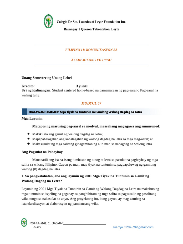 Modyul 7 Komunikasyon Sa Akademikong Filipino | PDF