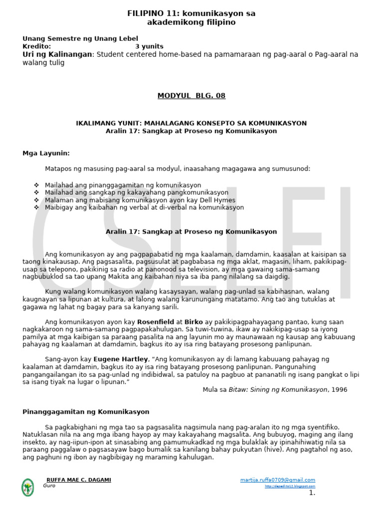 Modyul-8-Komunikasyon-sa-Akademikong-Filipino | PDF