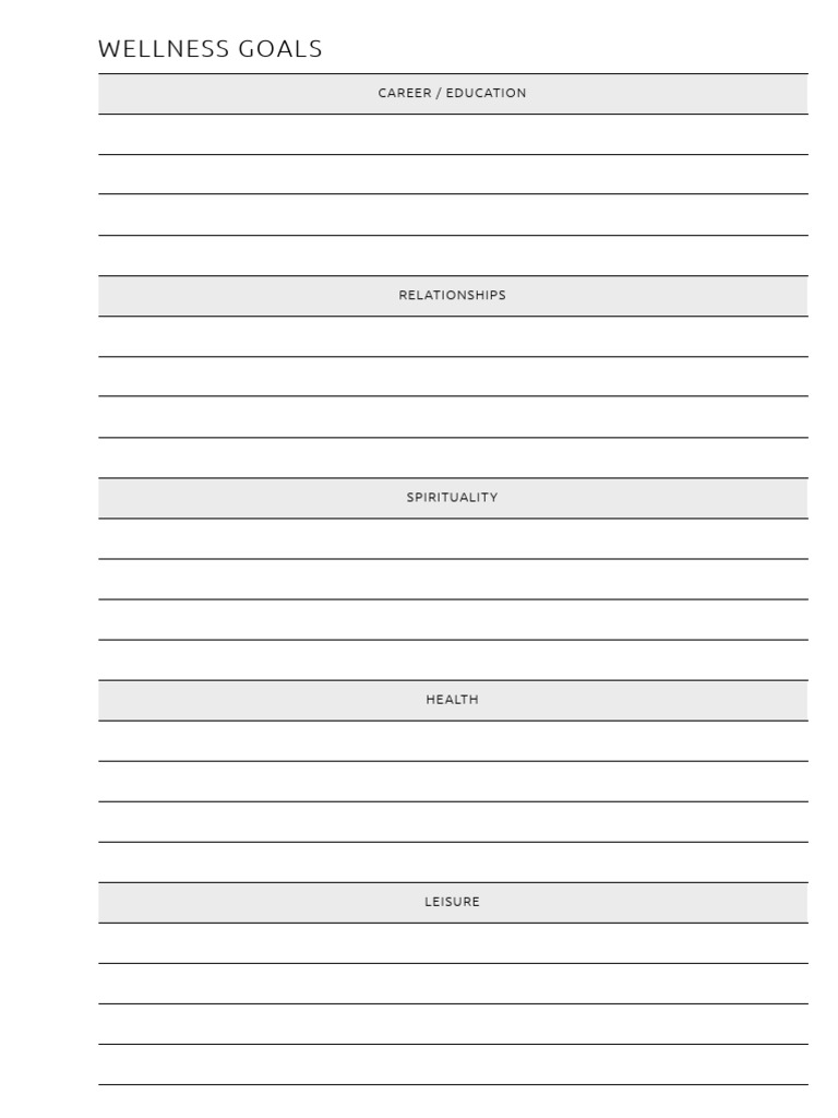 Wellness Goals Remarkable Vertical | PDF