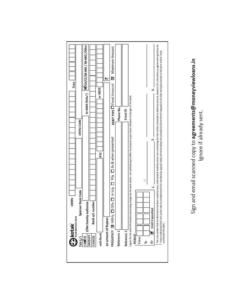NACH Mandate Form Instructions | PDF