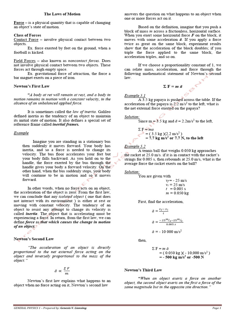 GENERAL PHYSICS 1 Handouts 5 7 Edited | PDF | Force | Friction