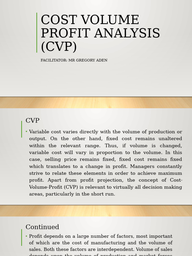 Cost-Volume-Profit Analysis Guide | PDF | Profit (Economics ...