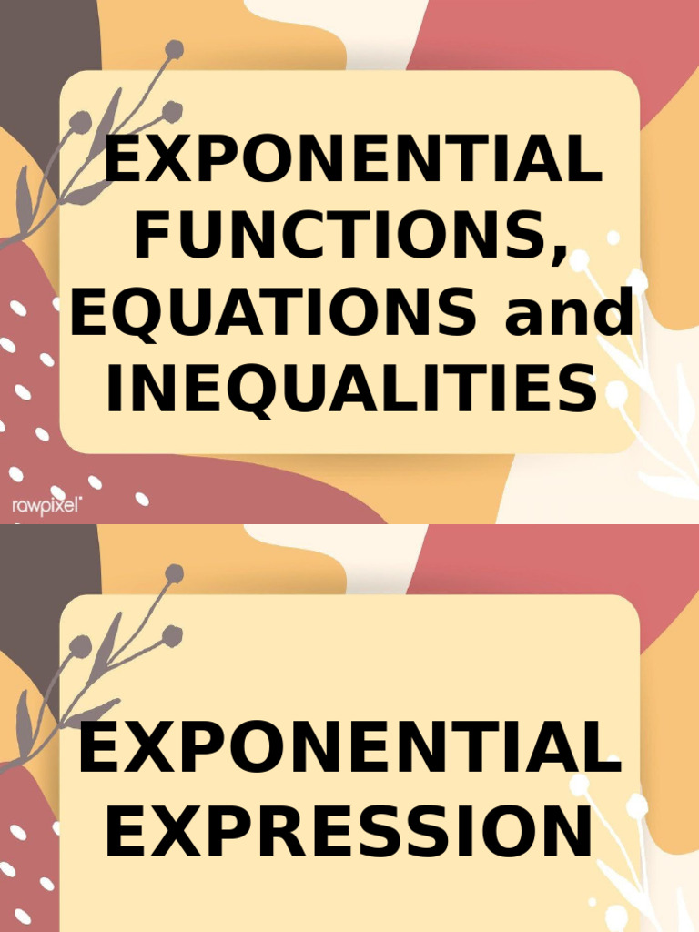 Exponential Equations | PDF | Exponential Function | Equations Exponential Equations | PDF | Exponential Function | Equations