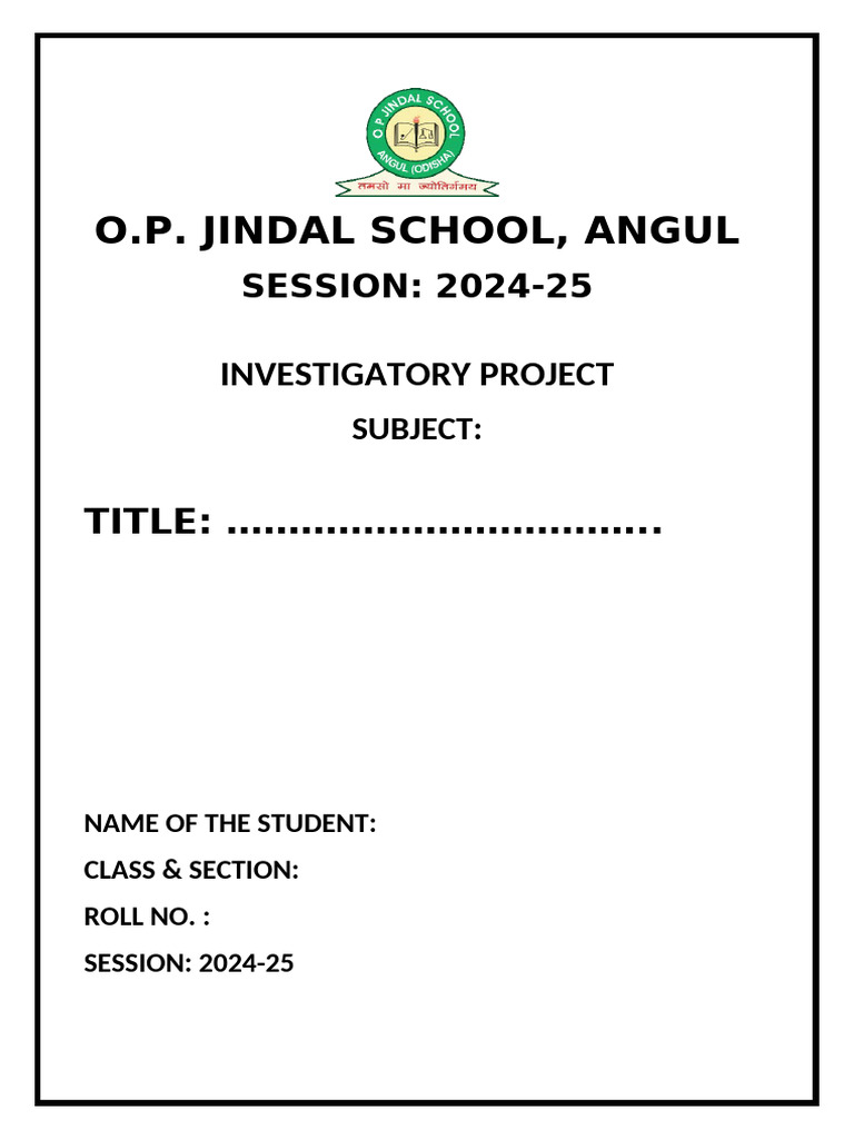 Investigatory Project Title Page | PDF