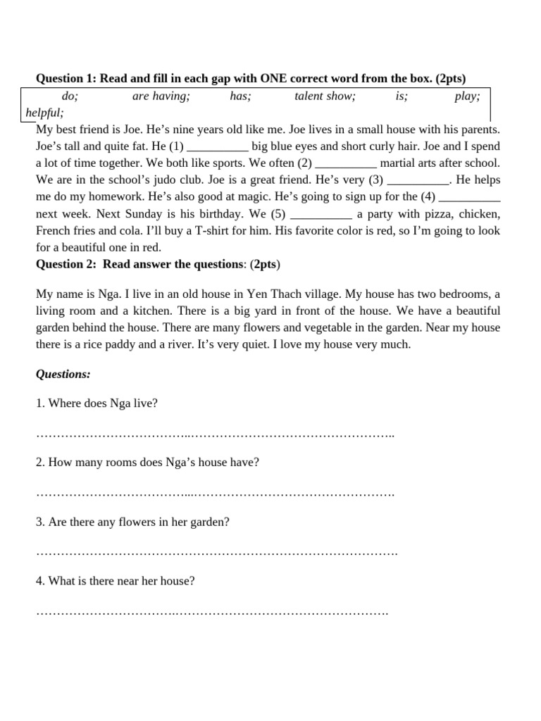 English Language Practice Worksheet | PDF