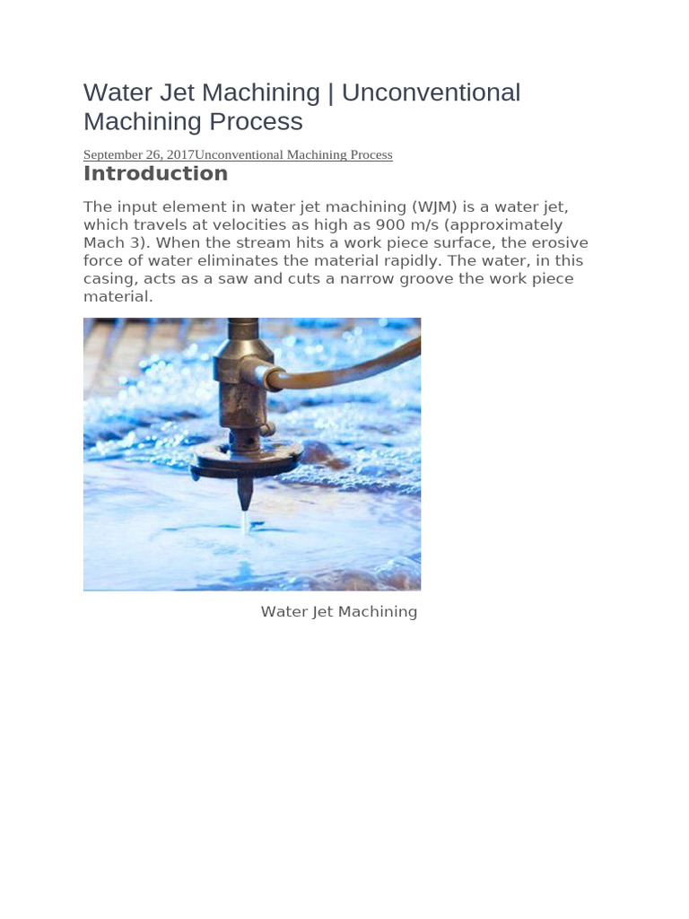 Water Jet Machining | PDF | Machining | Pump