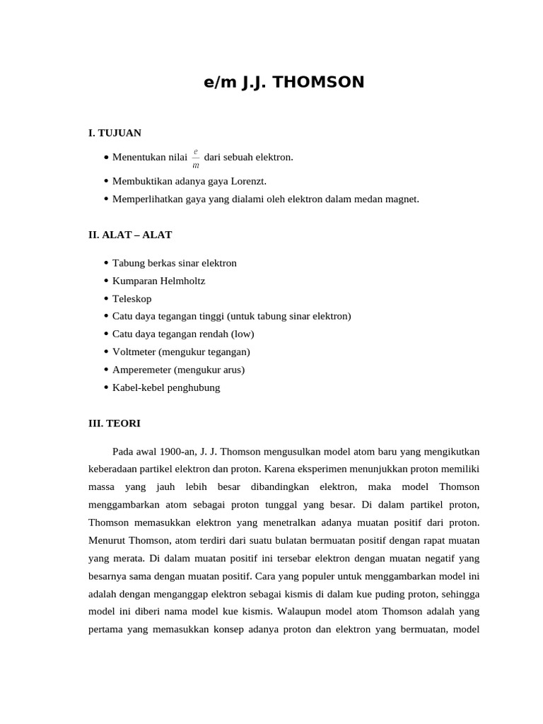 Eksperimen JJ Thomson | PDF