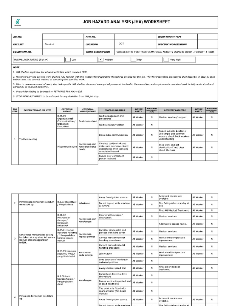 JHA Sample Vehicle Entry For Transfer Material Activity Using Lorry ...
