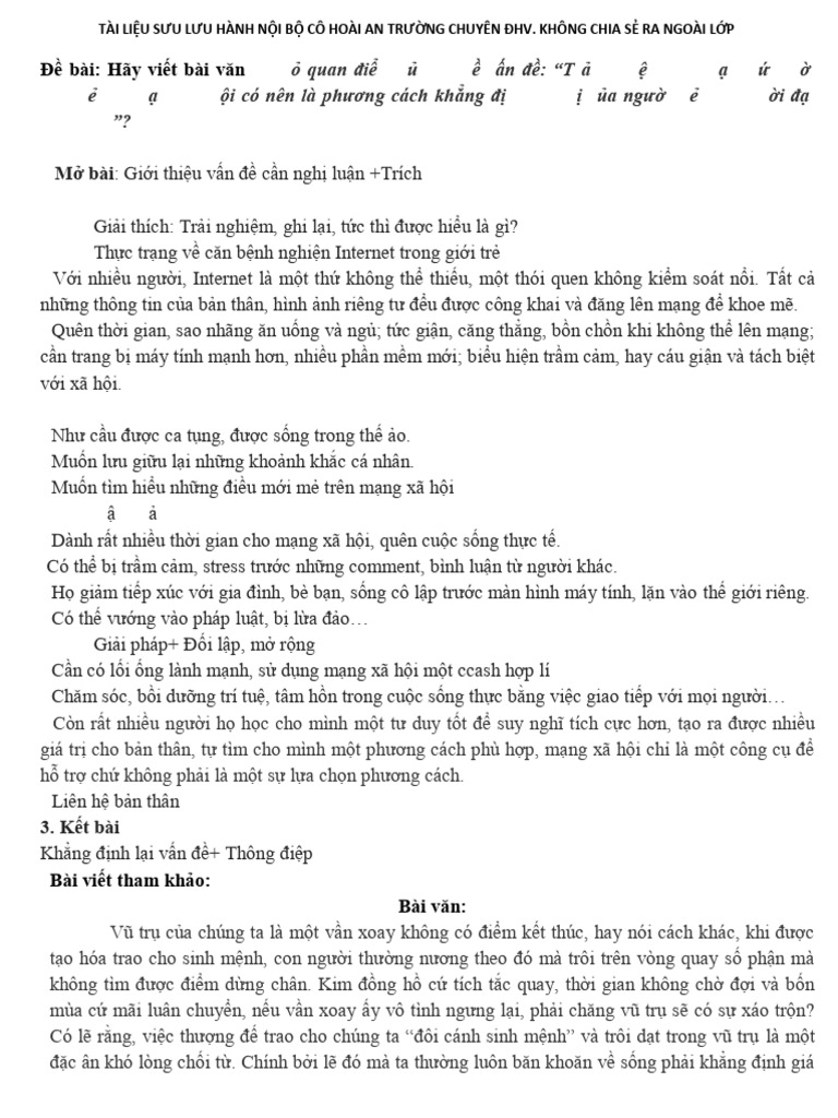 Bài Mẫu Nlxh Tk Hay | PDF