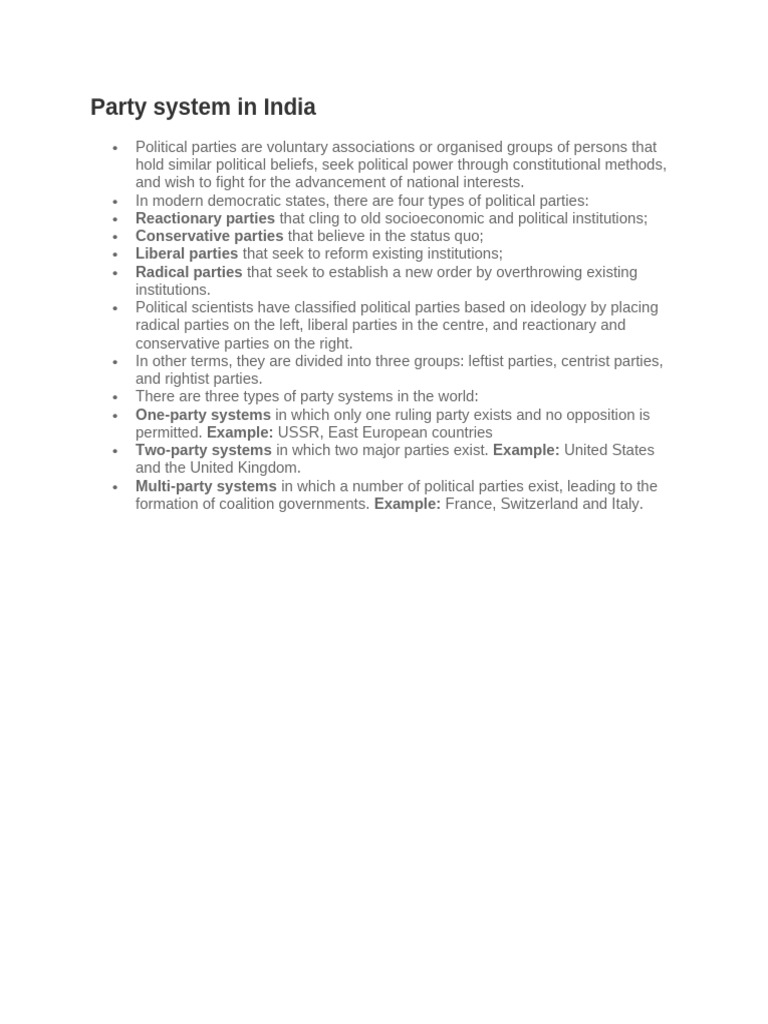 Party System in India | PDF