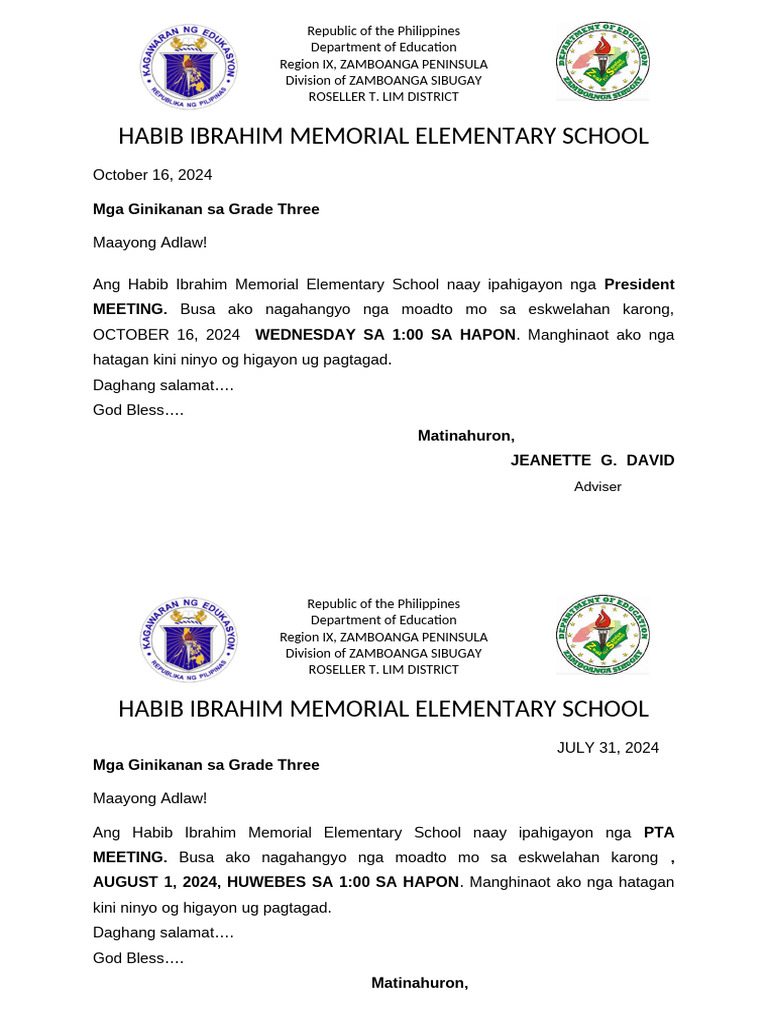 Communication Letter For Intervention | PDF
