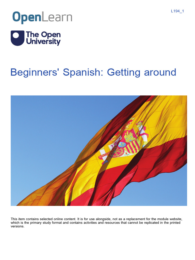 Beginners Spanish Getting Around Printable | PDF | Creative Commons ...