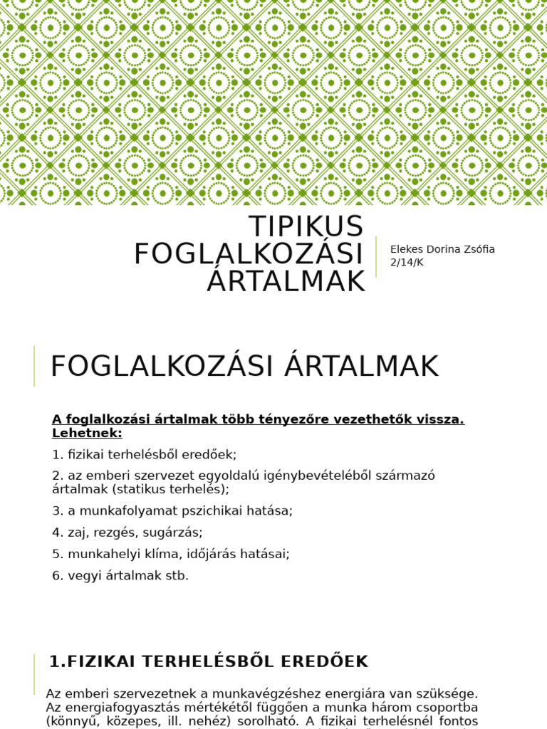 Tipikus Foglalkozási Ártalmak | PDF