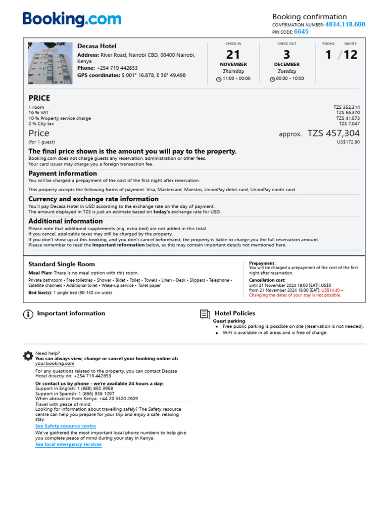 Booking Confirmation | PDF | Payments | Business