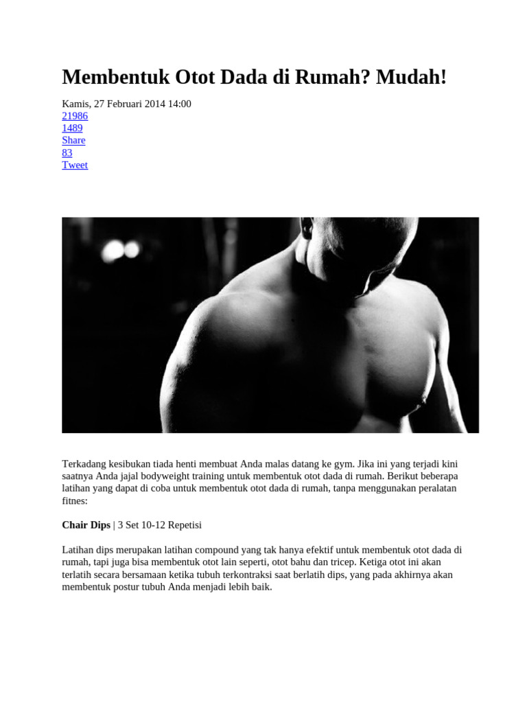 Membentuk Otot Dada Di Rumah | PDF
