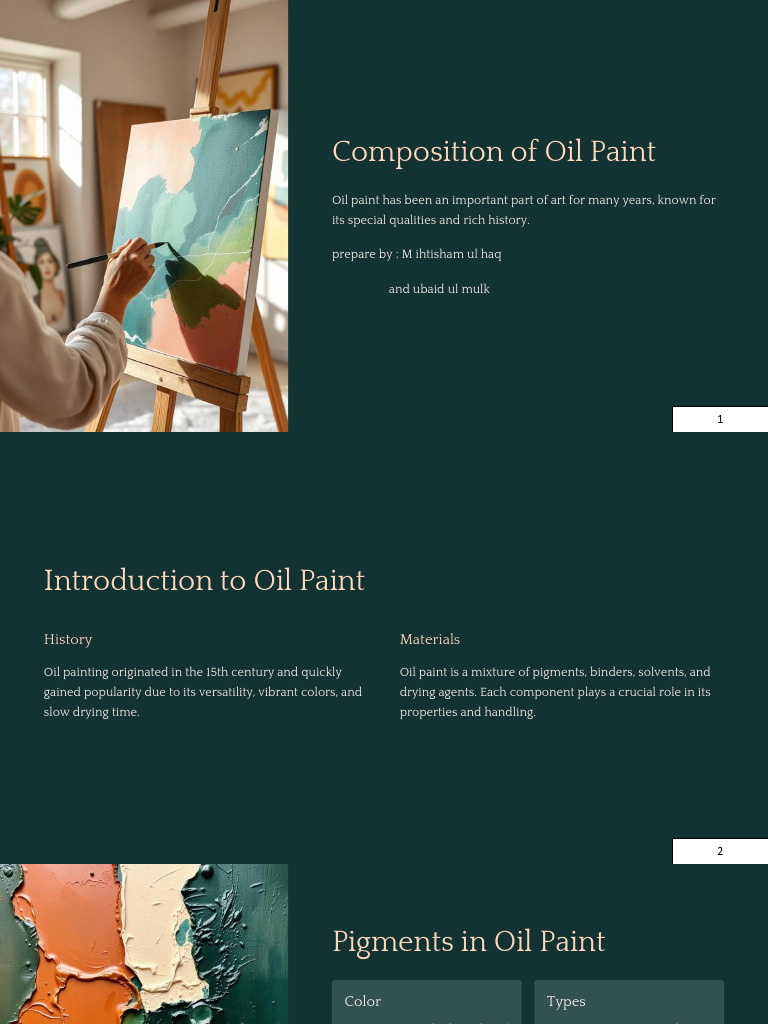 Composition and Properties of Oil Paint | PDF | Paint | Oil Painting