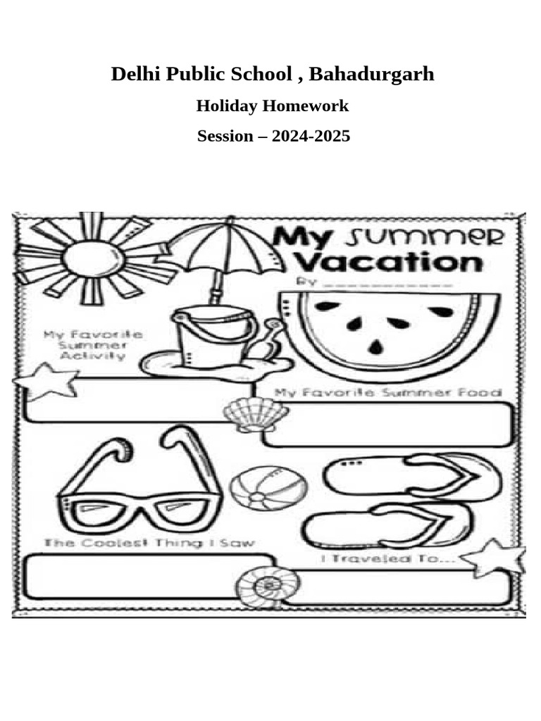 Delhi Public School HOLIDAY HOMEWORK V | PDF
