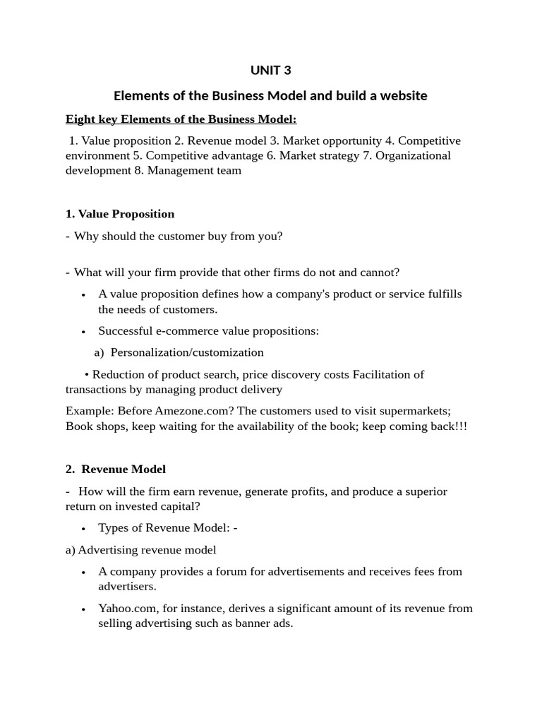 UNIT 3 elements of business model and build a website | PDF | Software Development Process ...