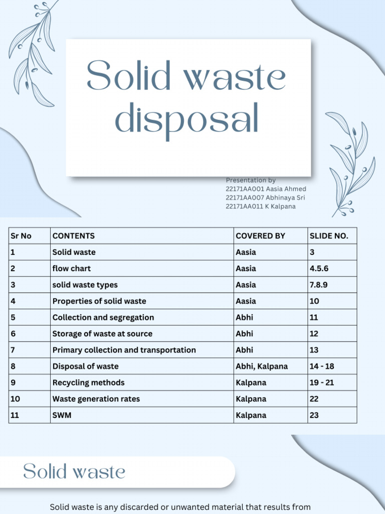 Solid Waste Disposal | PDF