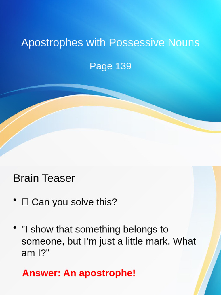 Apostrophes With Possessive Nouns Updated Lesson | PDF