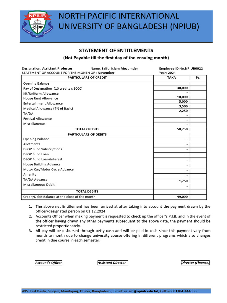 Salary Slip | PDF | Debits And Credits | Personal Finance