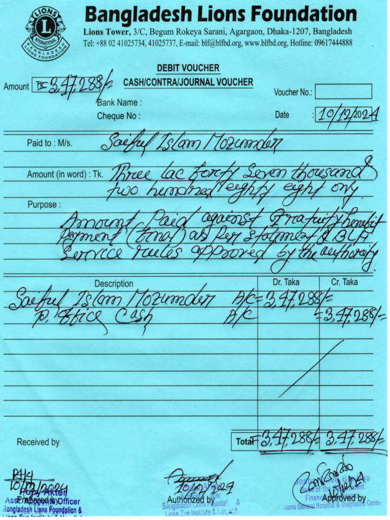 Gratuity Fund Payment Slip | PDF