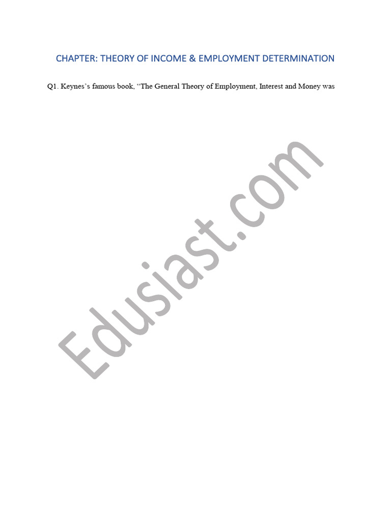 Income and Employment Theory Insights | PDF | Full Employment ...